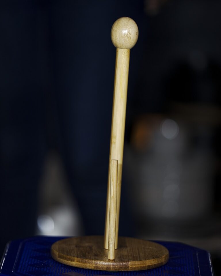 Angled Wooden Display Stand – Round Base with Spherical Top – Milele Shop