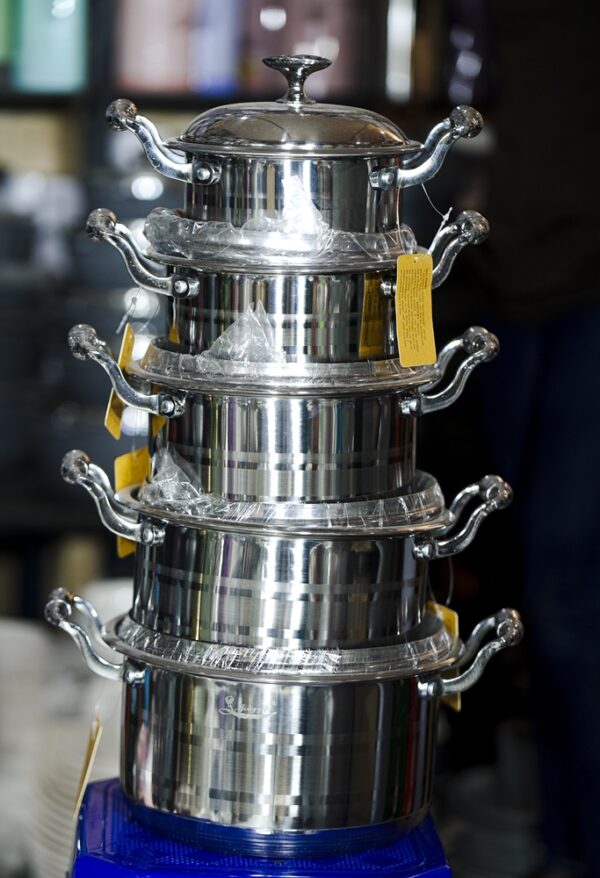 Shama Stainless Steel Cookware Set – 5 Nesting Pots with Handles & Lids ...